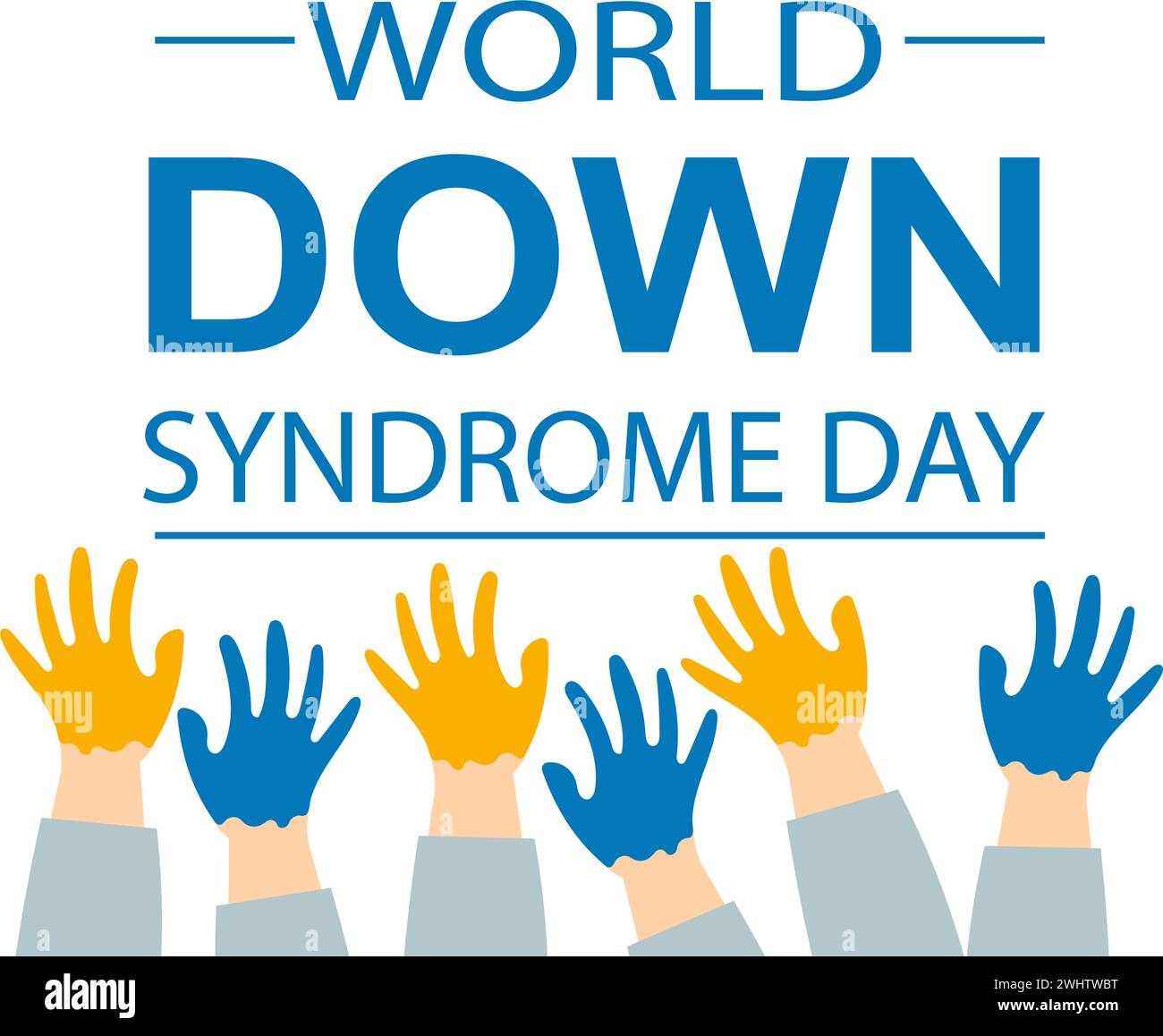 World Down syndrome day. Hands and inscription on a transparent ...