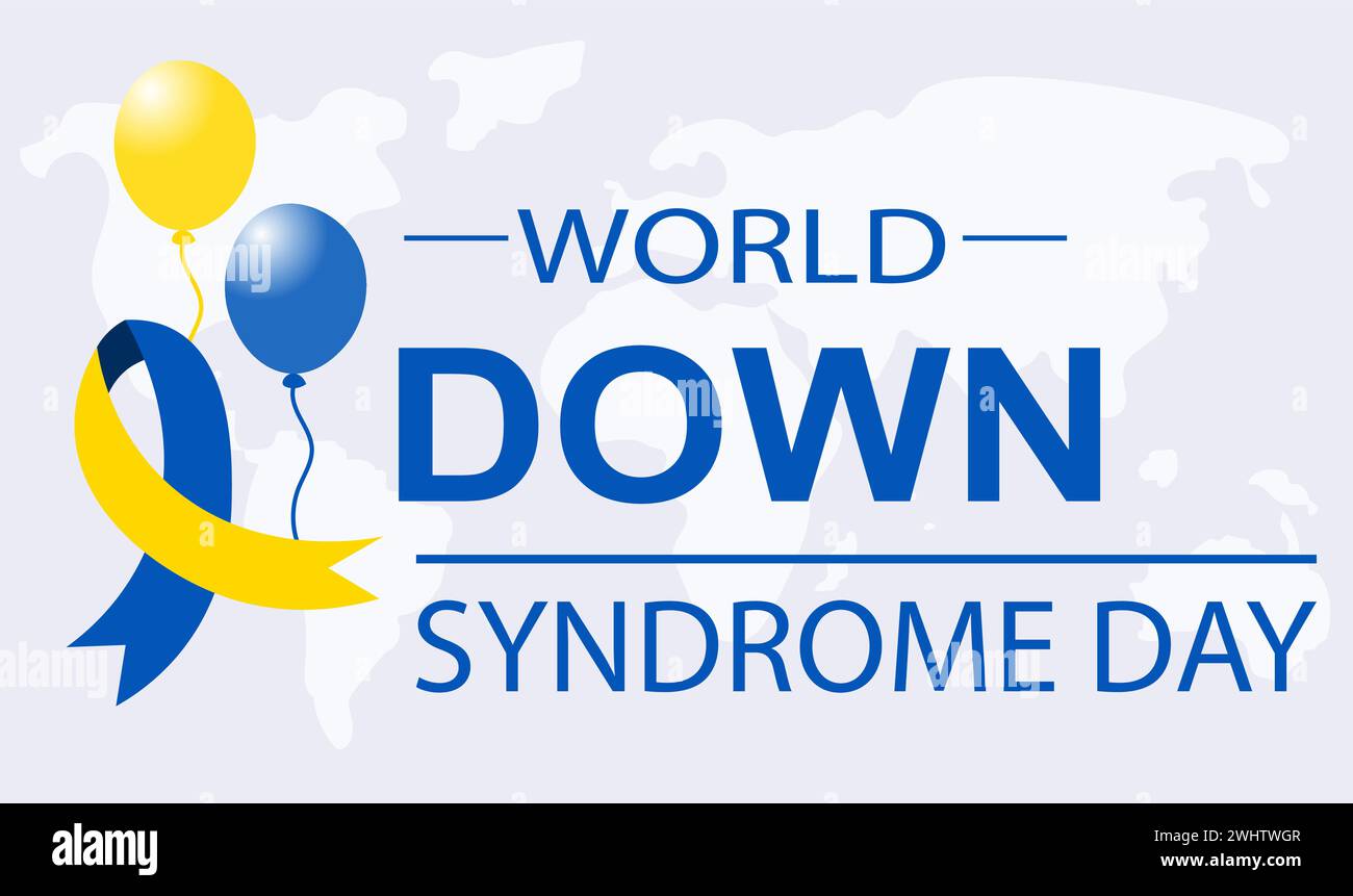 World Down syndrome day. Card, ribbon and balloons. Down syndrome ...