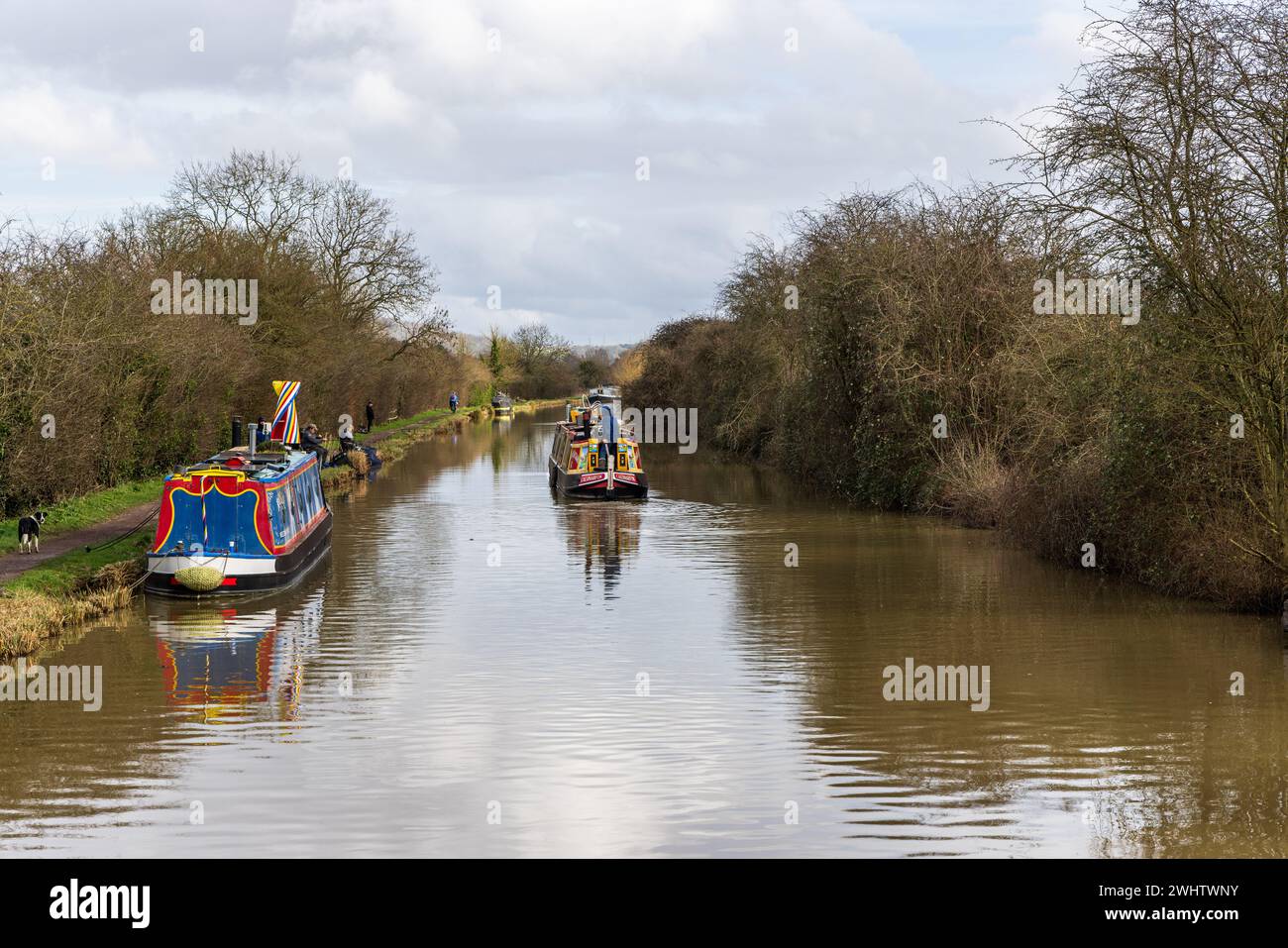 Narrowboats on The Kennet and Avon canal at Seend in February, Seend ...