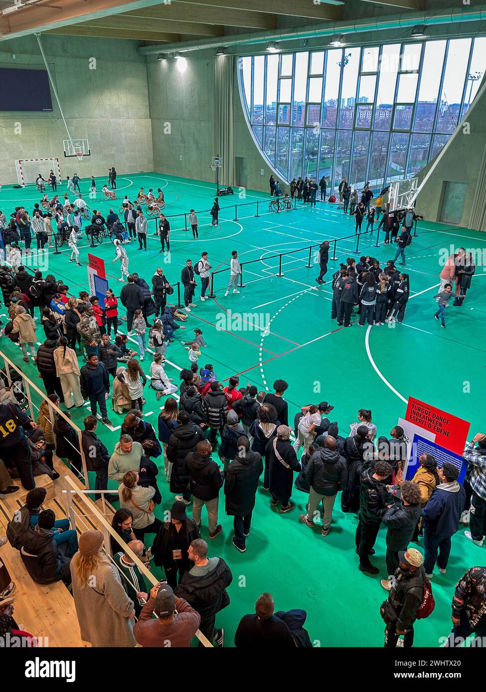 Paris, France, High Angle, Large Crowd People, Audience, "Adidas Arena ...