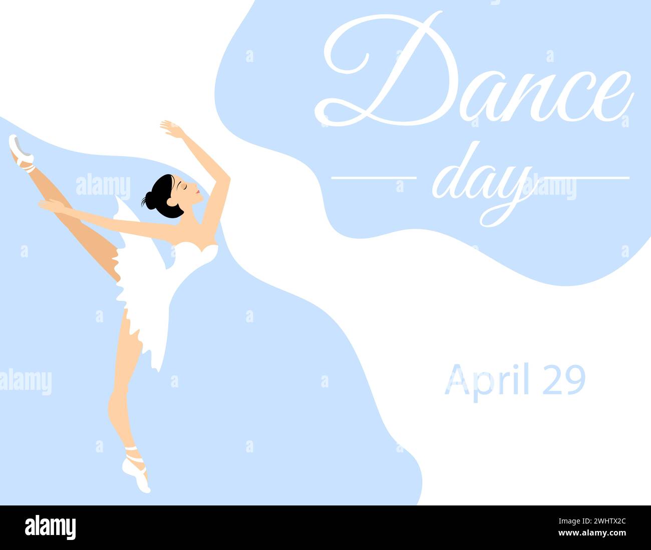 International Dance Day. Young ballet dancer on a light blue background ...