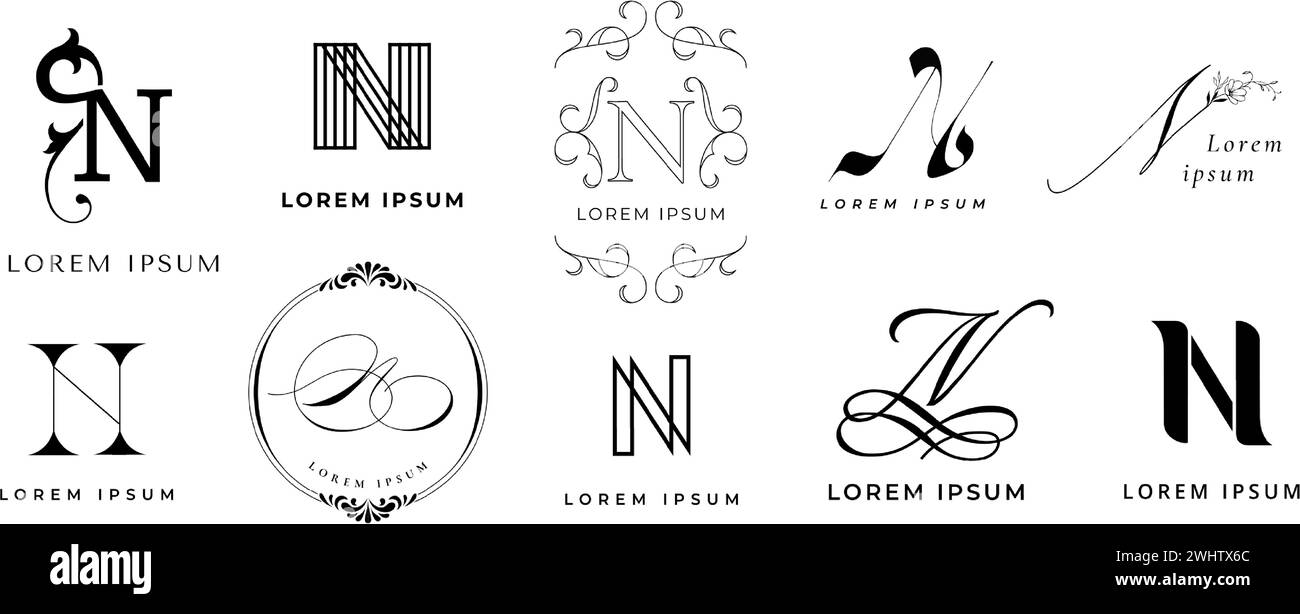 Creative N emblem. Letter n monogram branding template. Geometric and ...