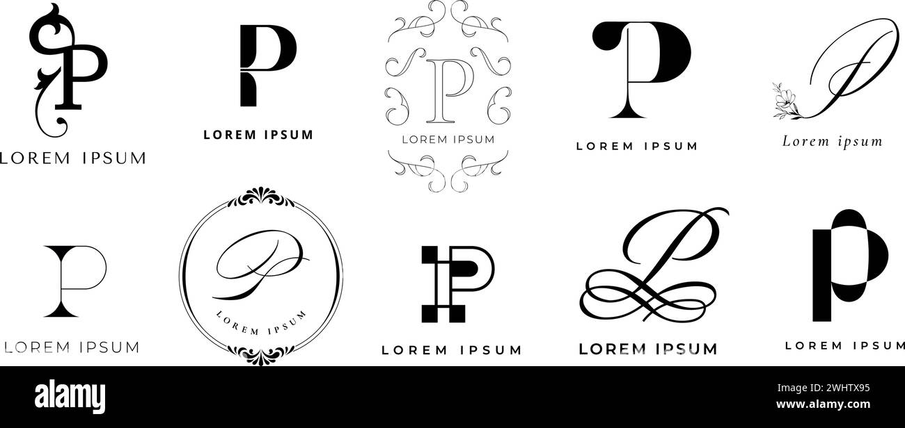 Creative P emblem. Premium letter p monogram branding template ...
