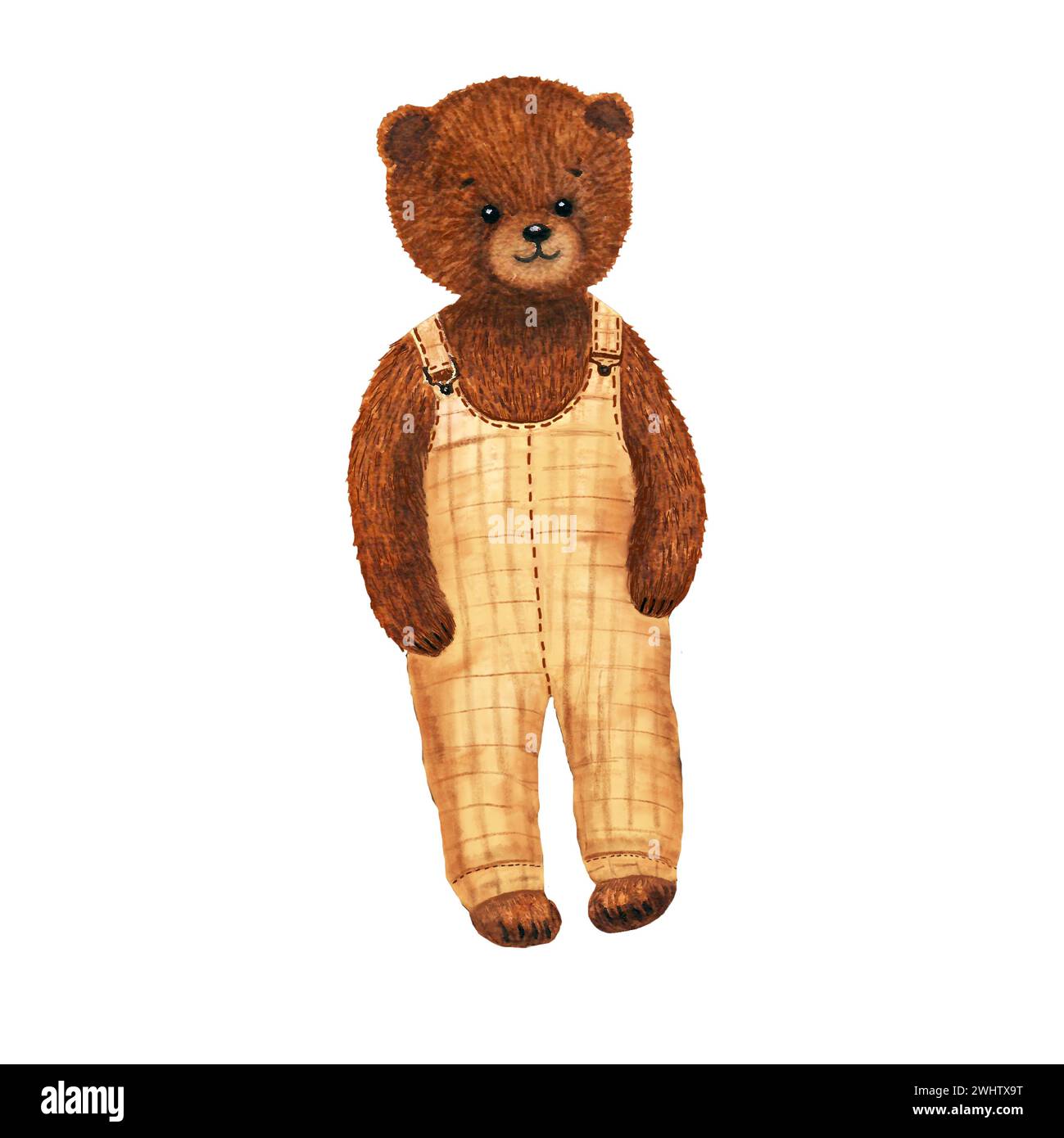 Watercolor cute teddy bear. Hand painted watercolor illustration ...