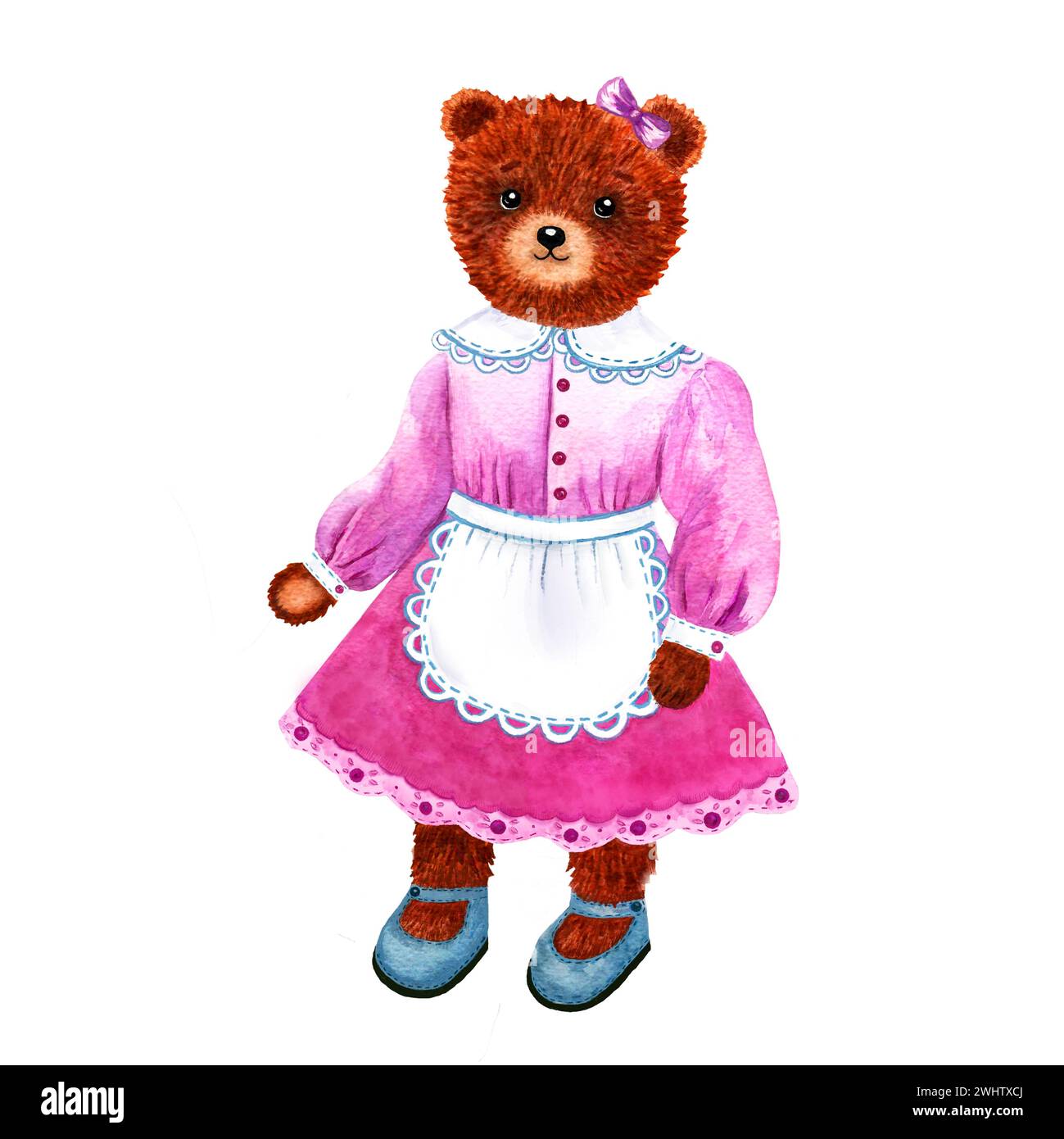 Watercolor cute teddy bear. Hand painted watercolor illustration ...