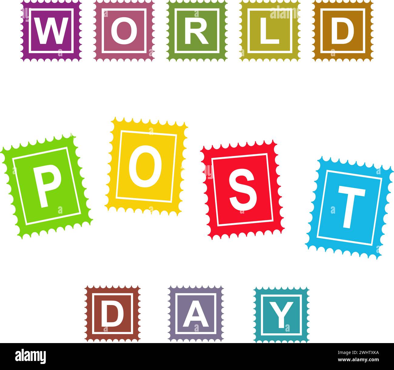World Post Day. Stamps and letters. Mail delivery. Poster, banner ...