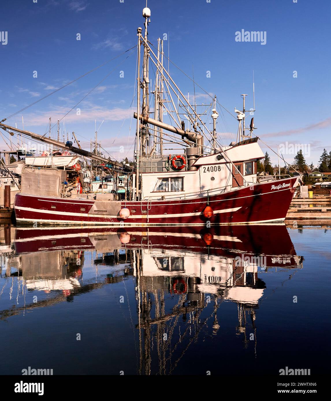 The fishing vessel Pacific Baron tied to up the Comox Fisherman's wharf ...