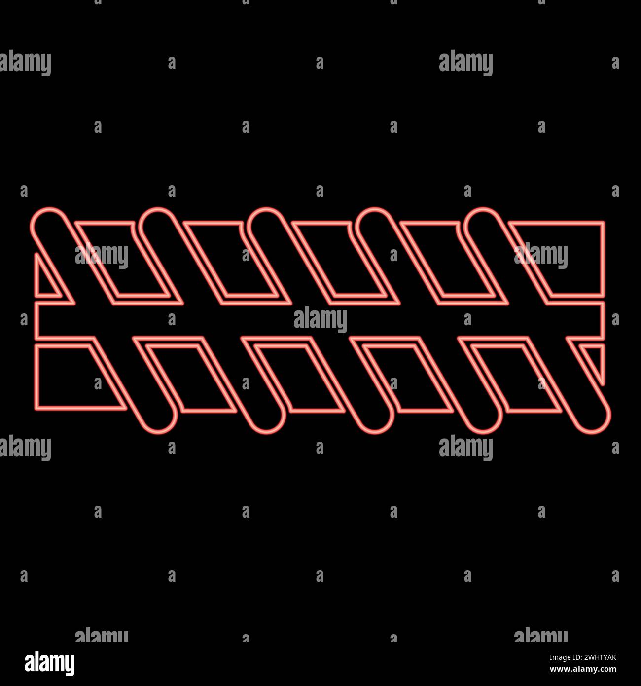 Neon reinforcement bar rebar ribbed metal rod red color vector ...