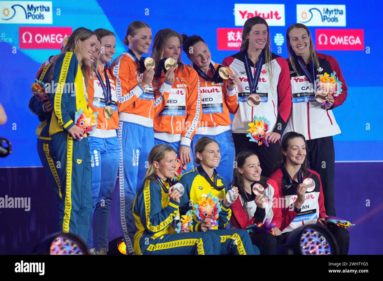 Gold medalists team Netherlands silver medalists team Australia and bronze medalists team Canada ...