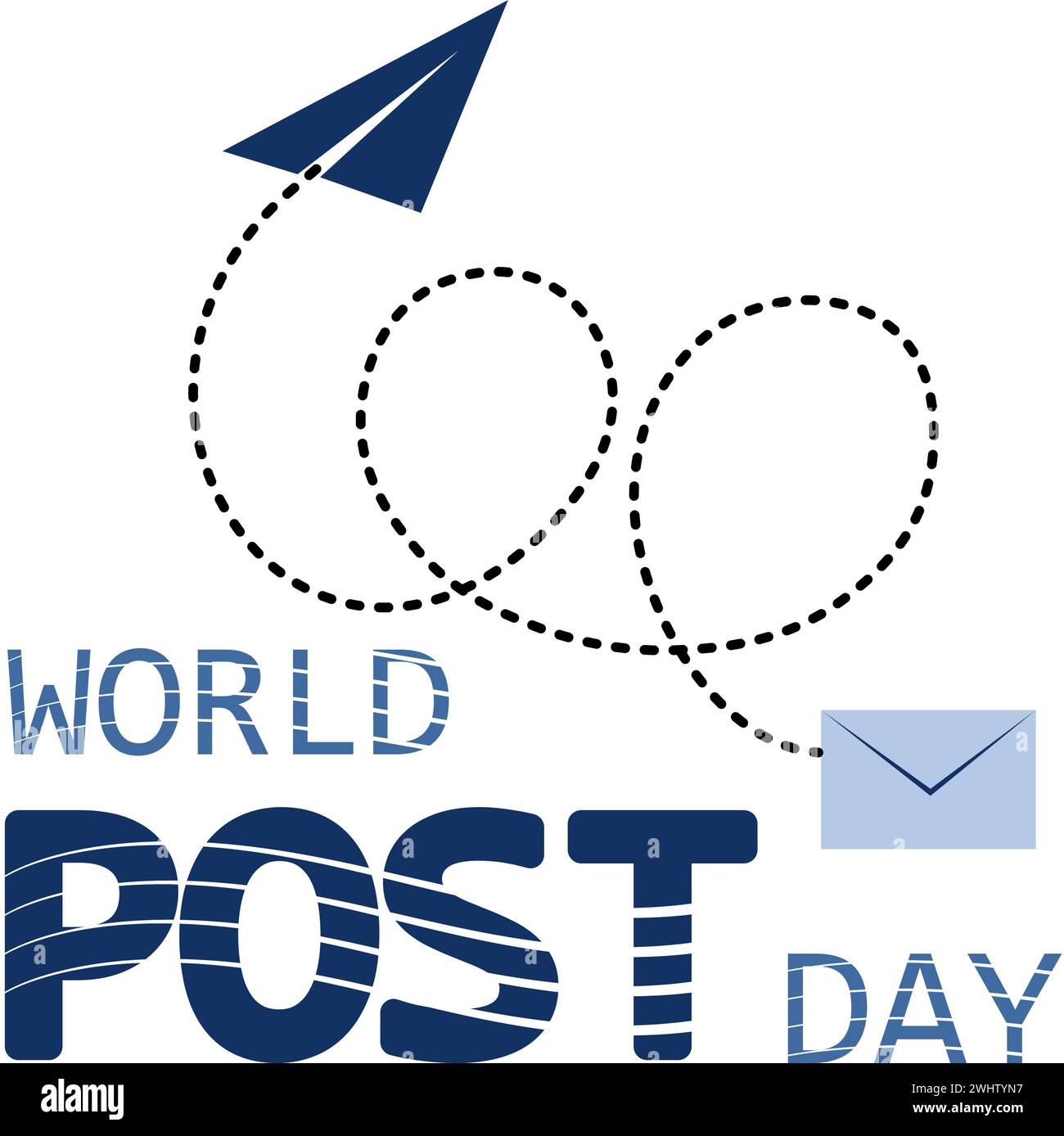 World Post Day. Envelope and paper plane. Mail delivery. Poster, banner ...