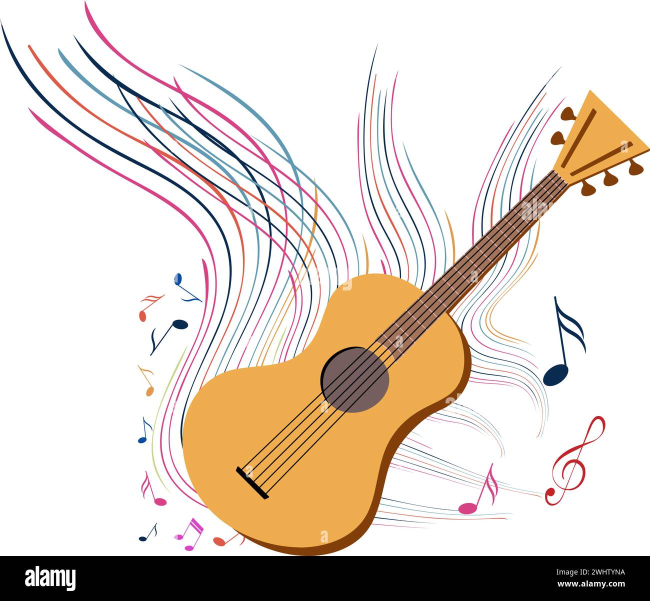 Music Design. Guitar and musical wave. For concerts, music ...