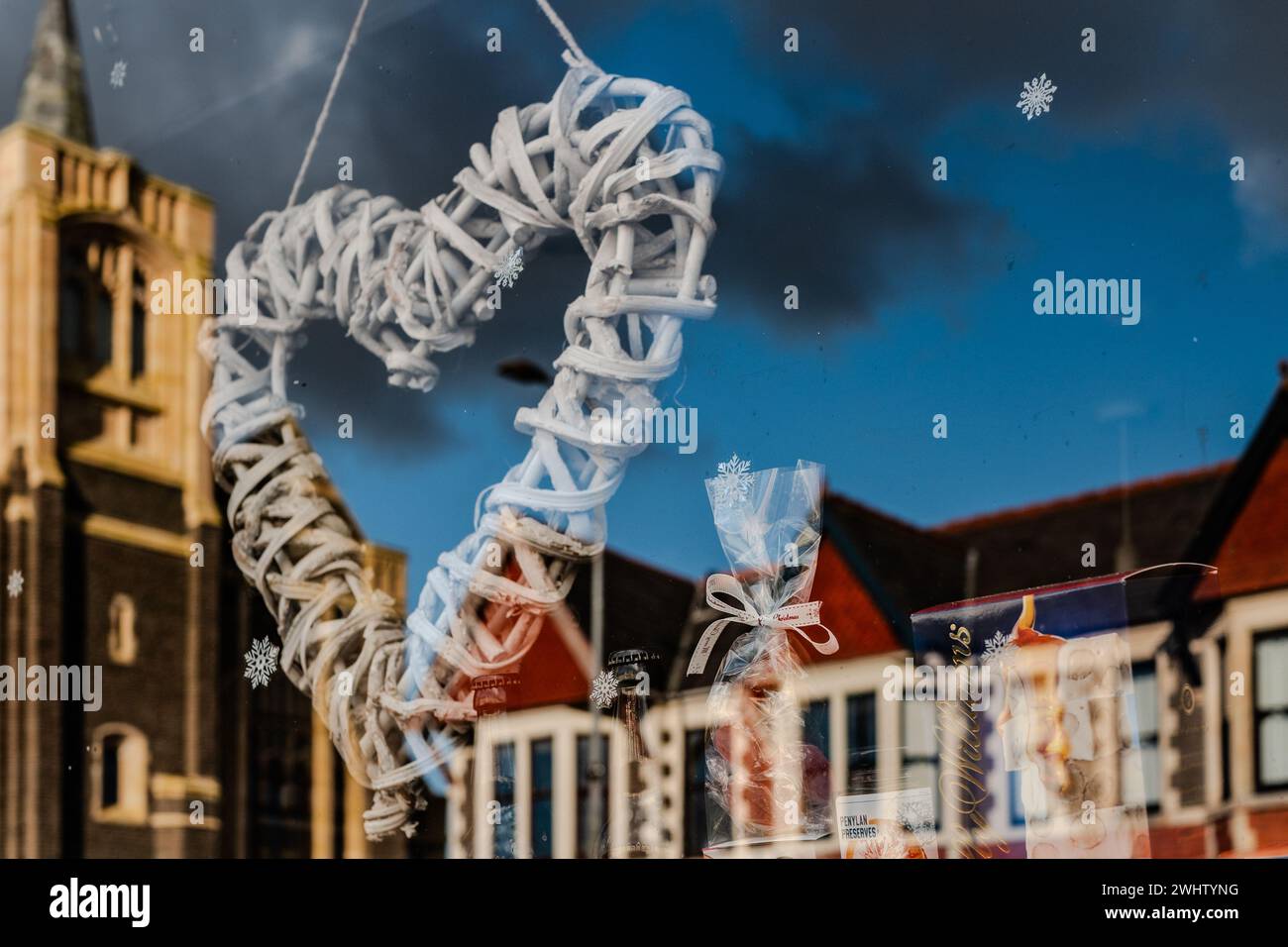 'I love Pontcanna' image. White heart in a shop window with reflection ...