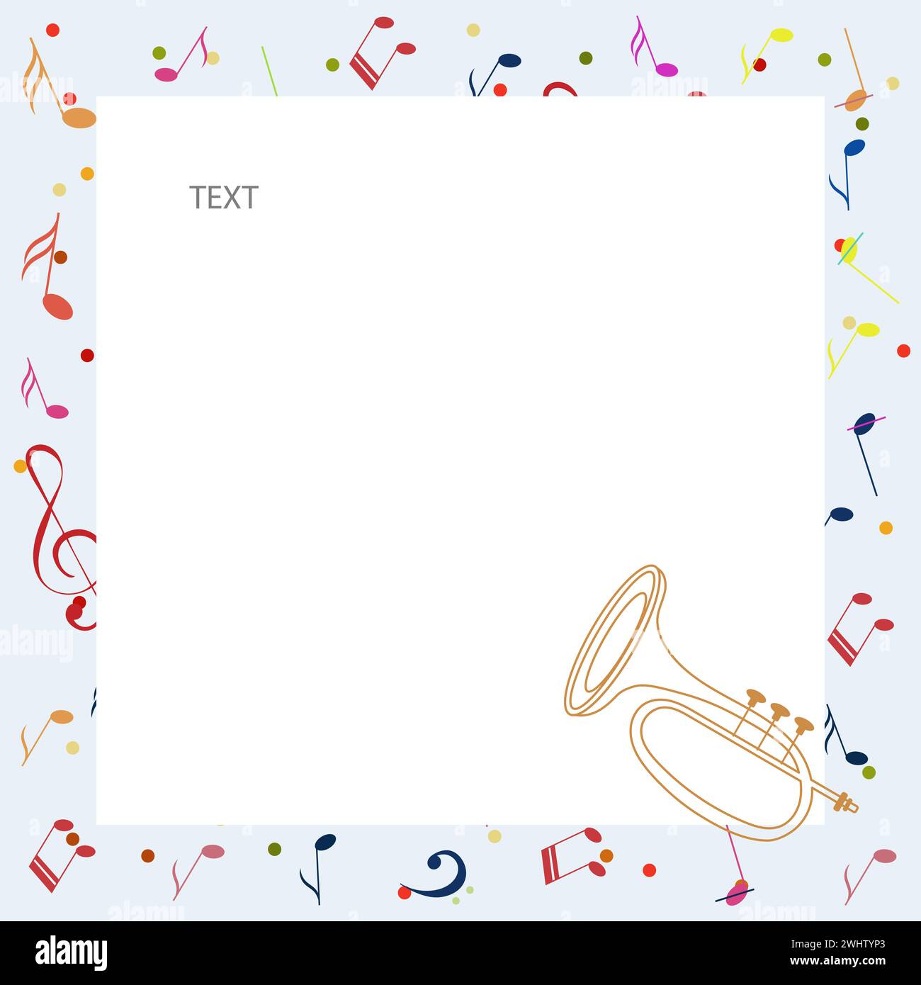 Music Design. Frame with notes and trumpet. For concerts, music ...