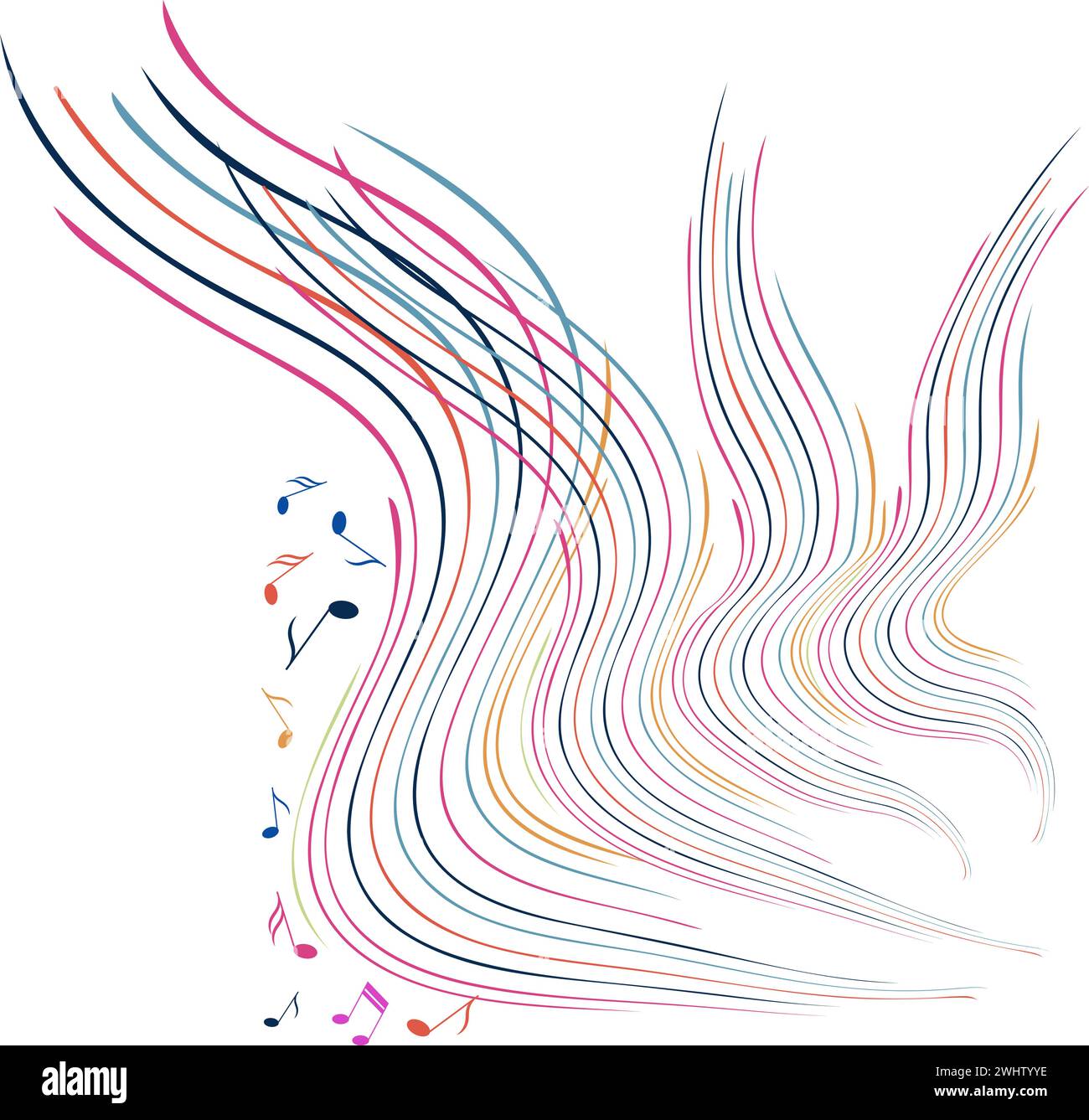 Music Design. Music wave and notes. For concerts, music, presentations ...