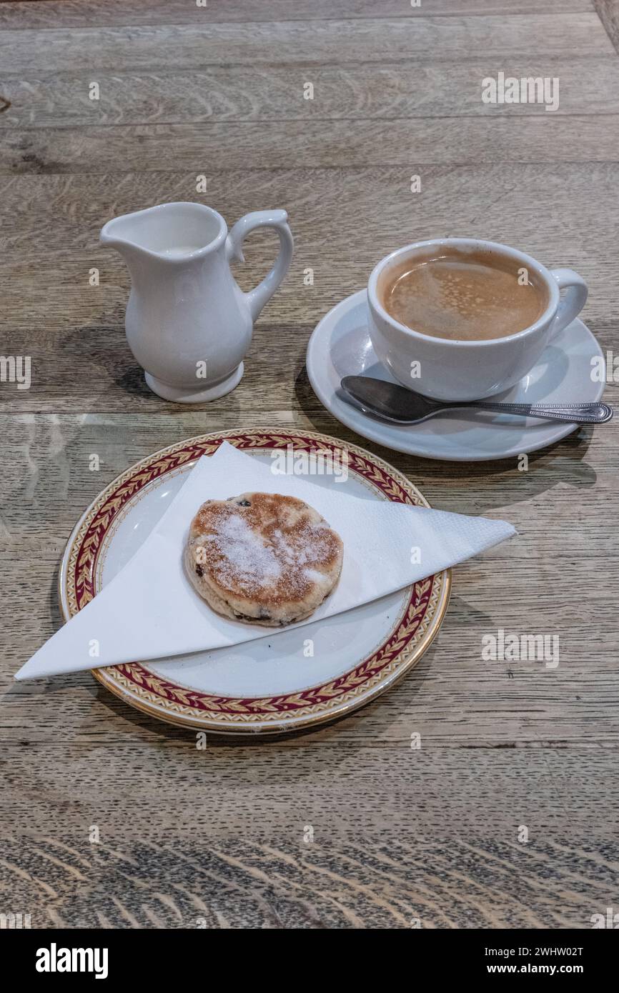 Welsh cake with a pot of tea. Traditional afternoon tea in Wales. Welsh ...