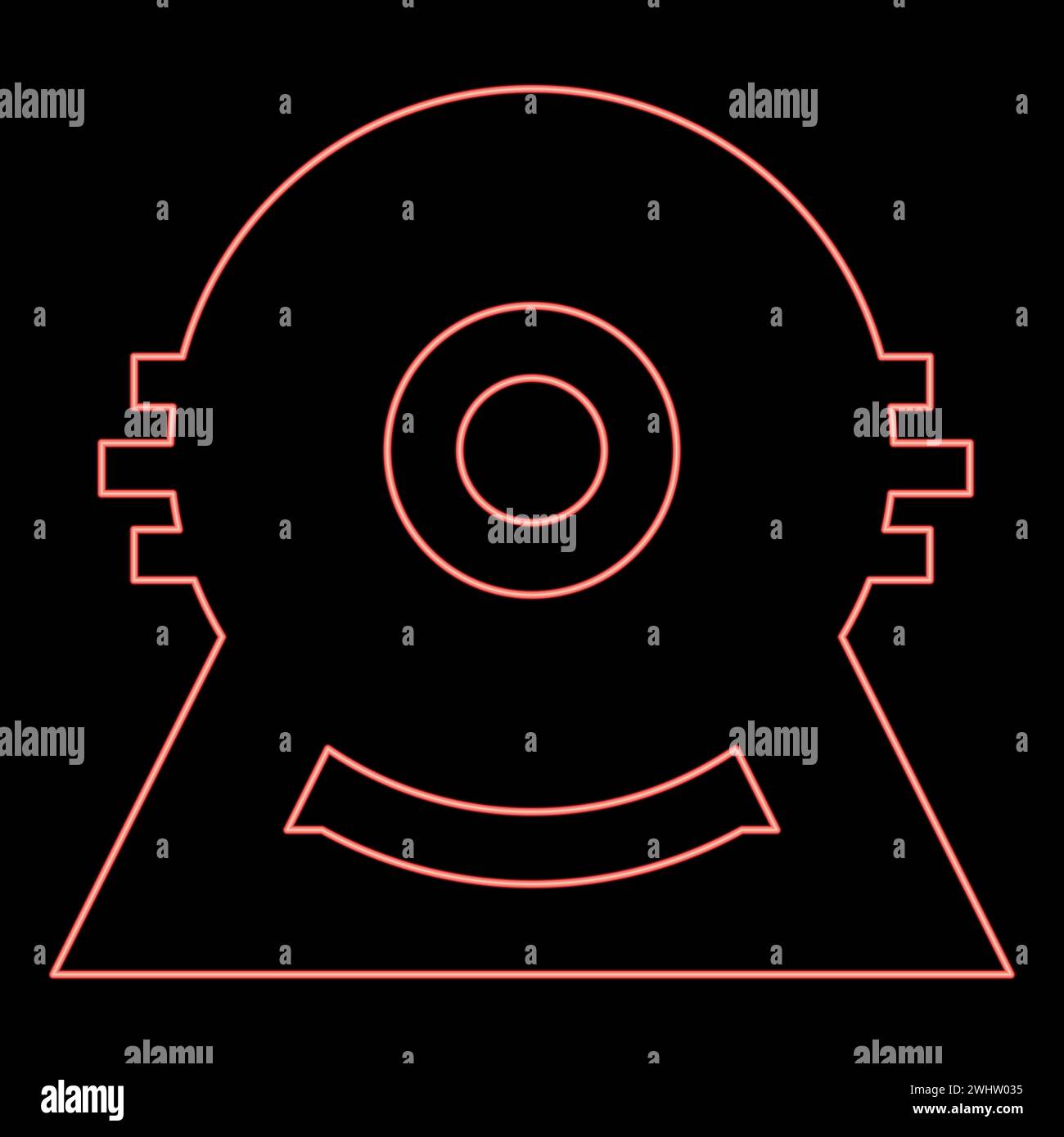 Neon electric motor electromotor engine industrial red color vector ...