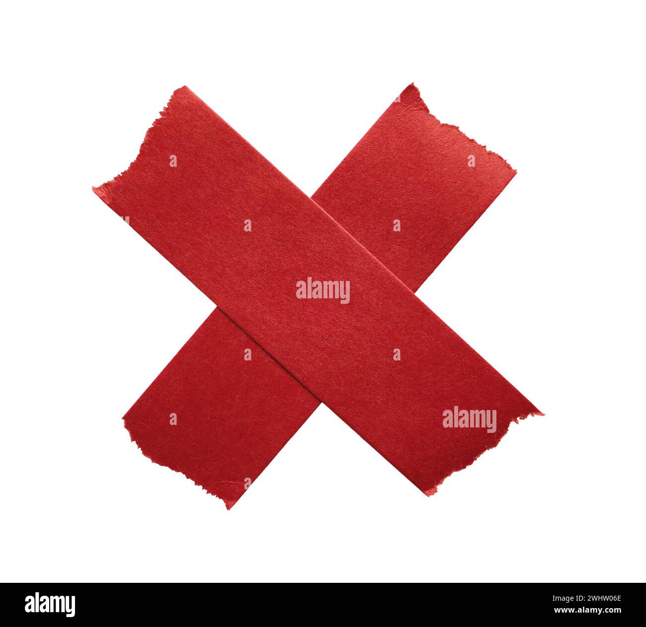 Adhesive red paper X shaped tape cut out on white background Stock ...