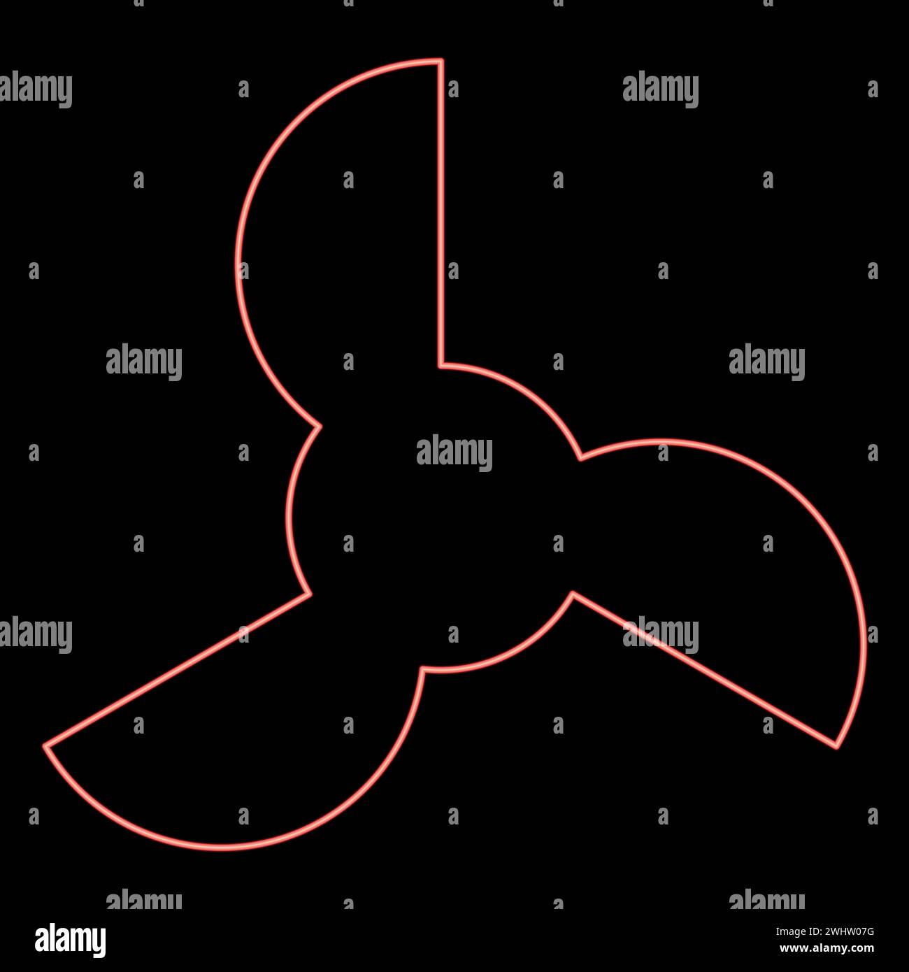 Neon screw of ship propeller fan turbine three-bladed red color vector ...