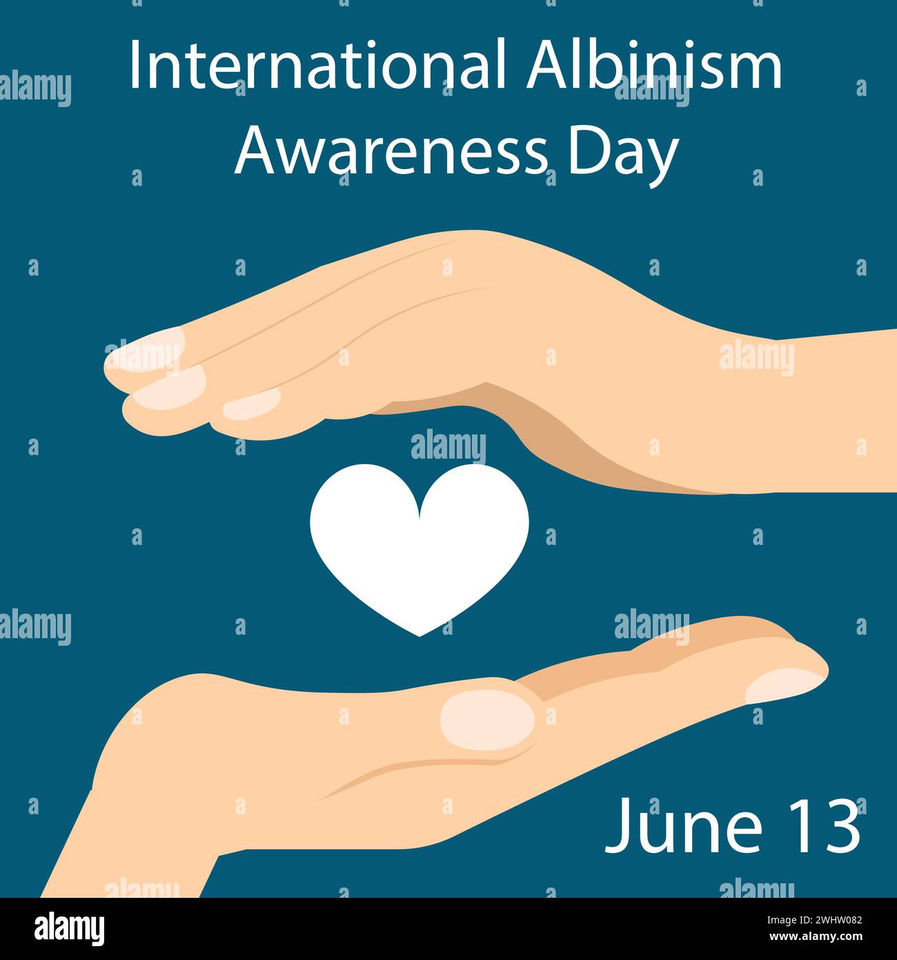 International Albinism Awareness Day. Hands protecting a white heart ...