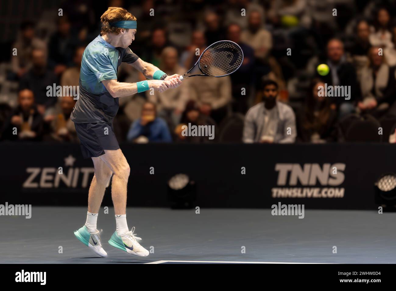 Oslo, Norway 11 February 2024 Andrey Rublev of Russia in action against Alex De Minaur of ...