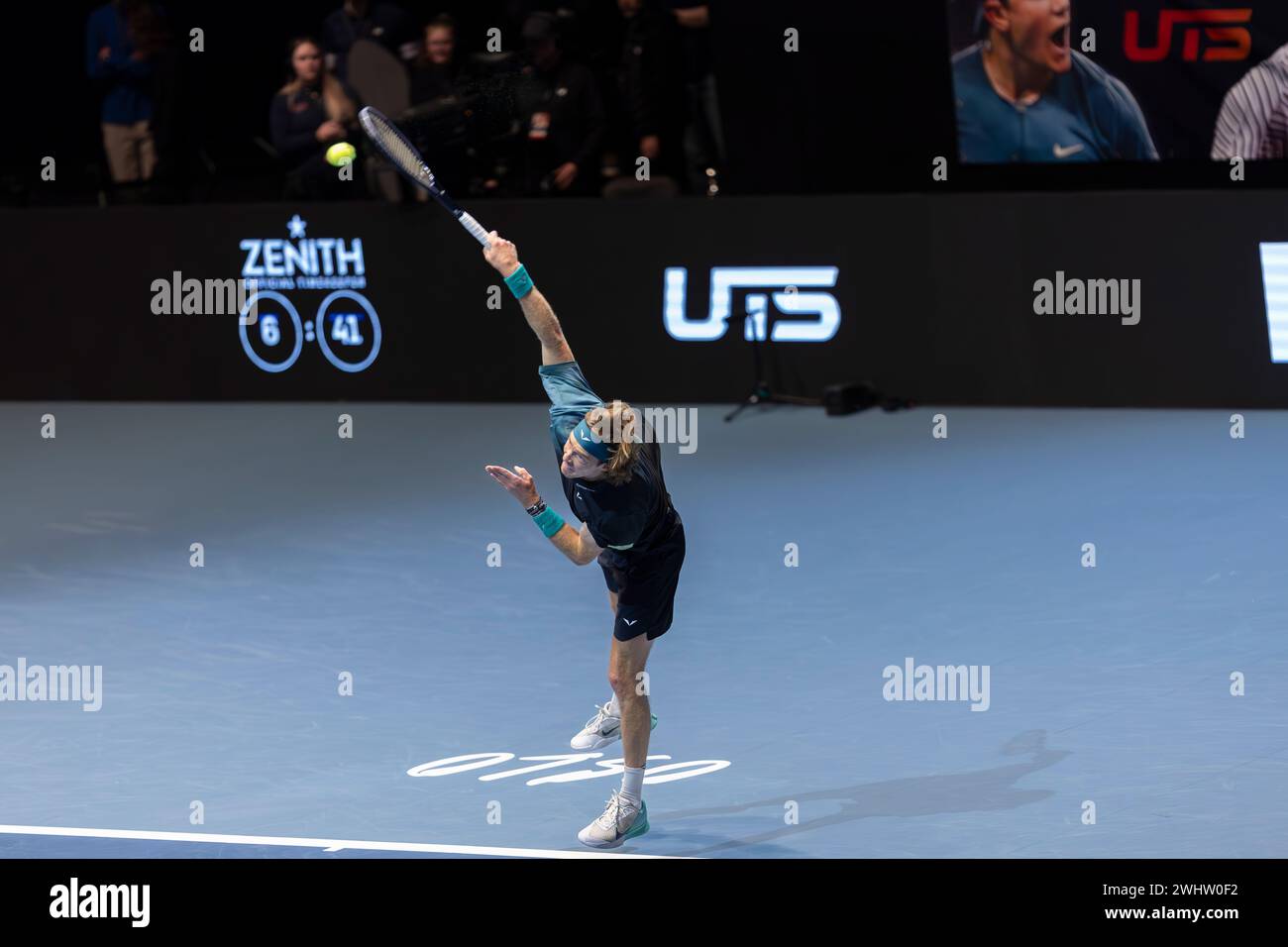 Oslo, Norway 11 February 2024 Andrey Rublev of Russia in action against Alex De Minaur of ...