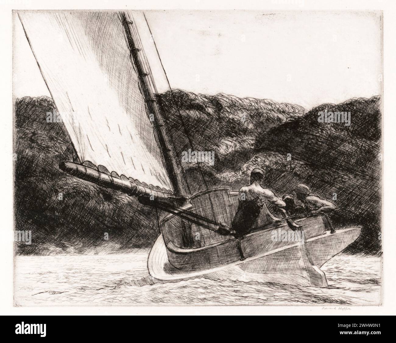 The Cat Boat by the American realist artist, Edward Hopper (1882-1967 ...