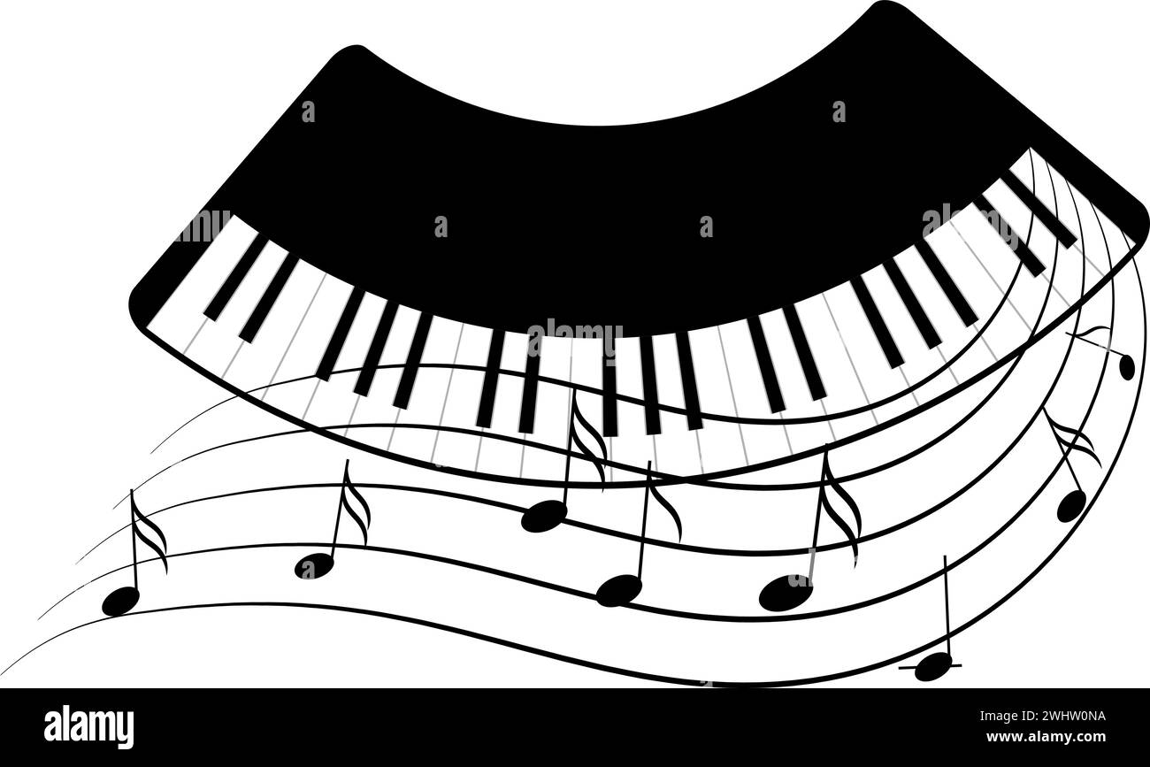 Musical instruments. Piano keyboard with music wave. Vector ...