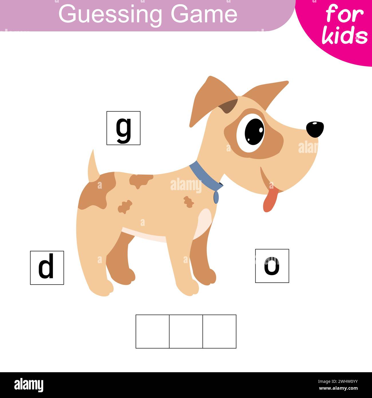 Guess the word. Dog. Logic puzzle game for kids to learn English words ...