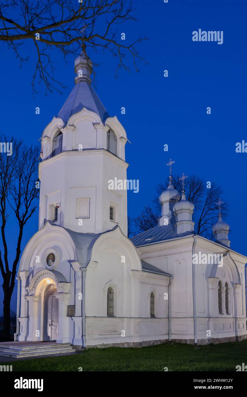 Orthodox church Classic monument in a small village in the evening ...