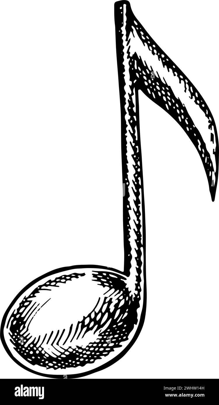 A flat musical note icon. Graphic vector black and white illustration ...