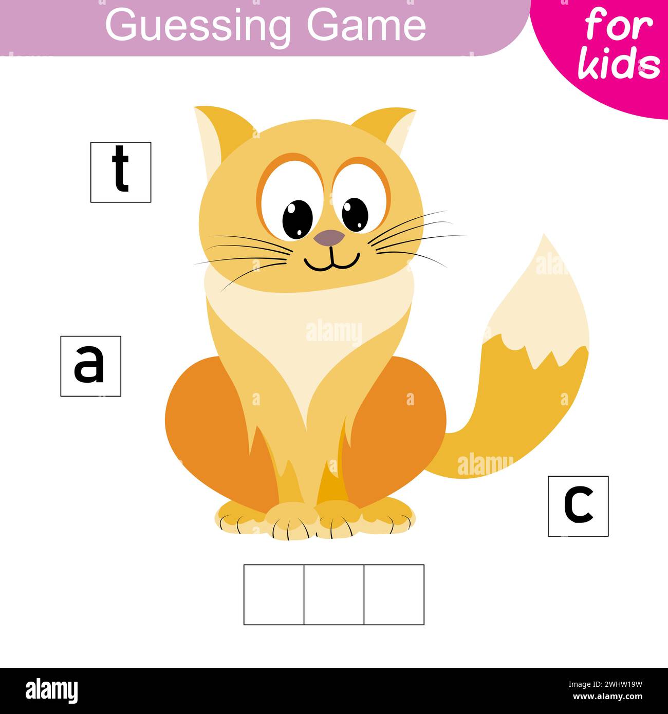 Guess the word. Cat. Logic puzzle game for kids to learn English words ...