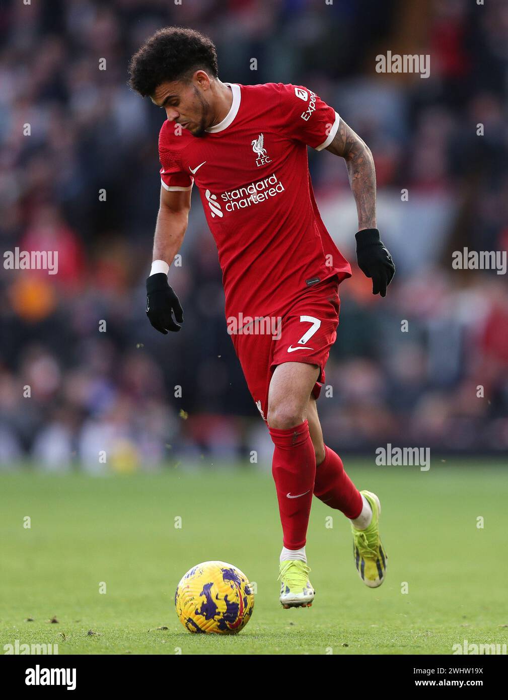Liverpool's Luis Diaz during the Premier League match at Anfield ...