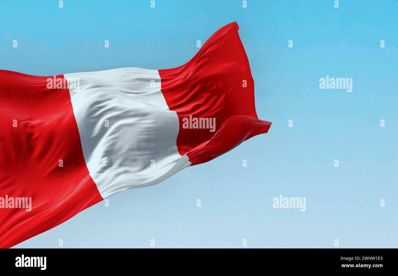 Peru national flag waving in the wind on a clear day Stock Photo - Alamy