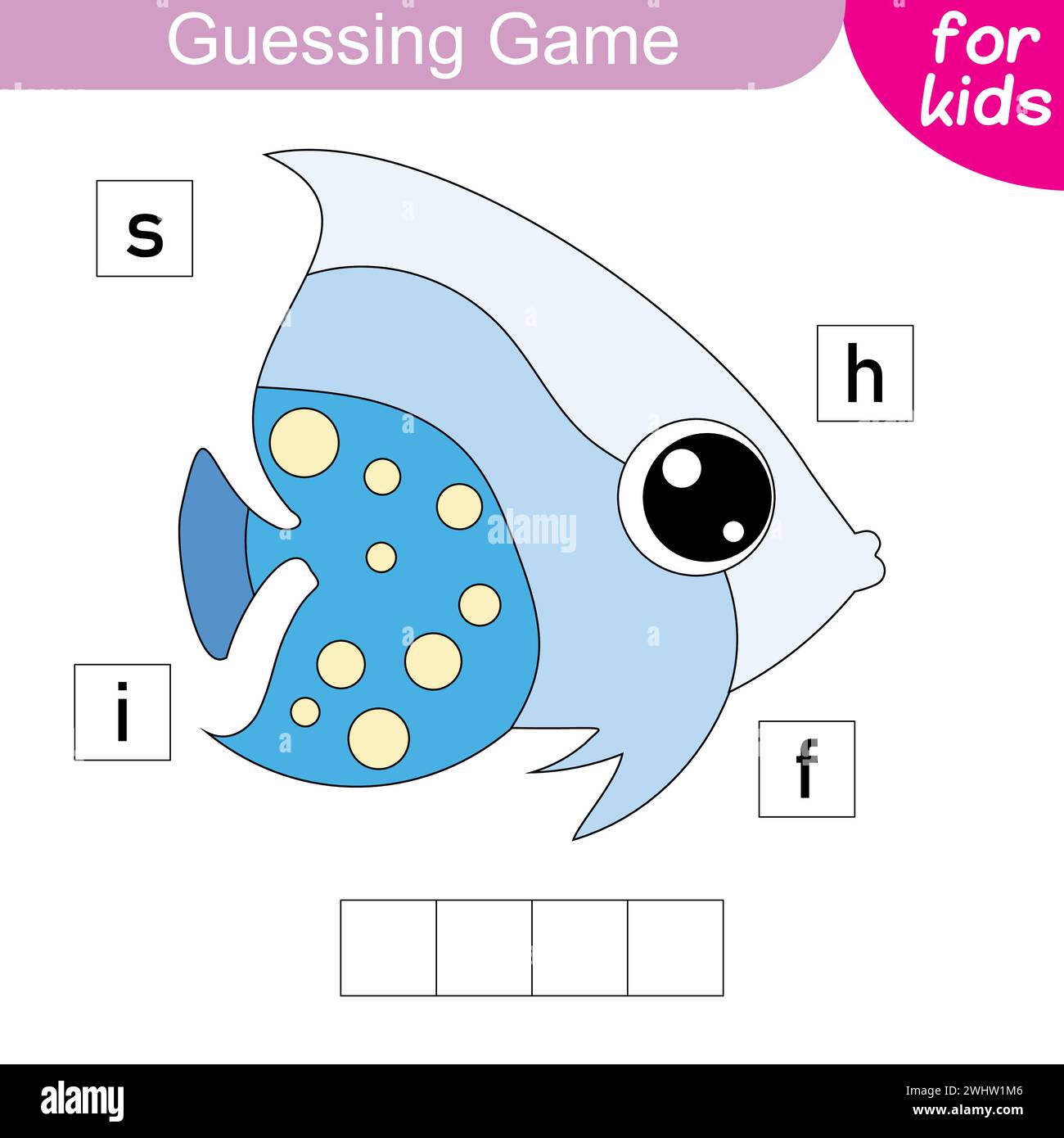Guess the word. Fish. Logic puzzle game for kids to learn English words ...