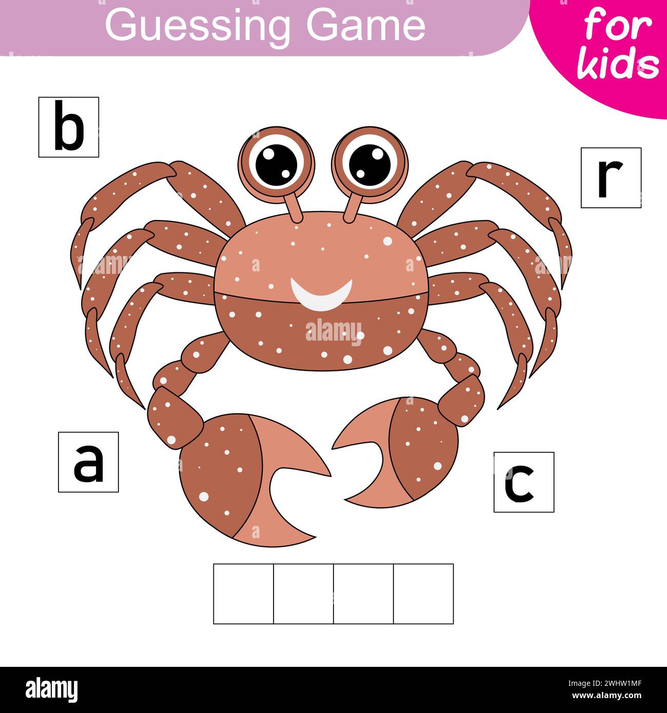 Guess the word. Crab. Logic puzzle game for kids to learn English words ...
