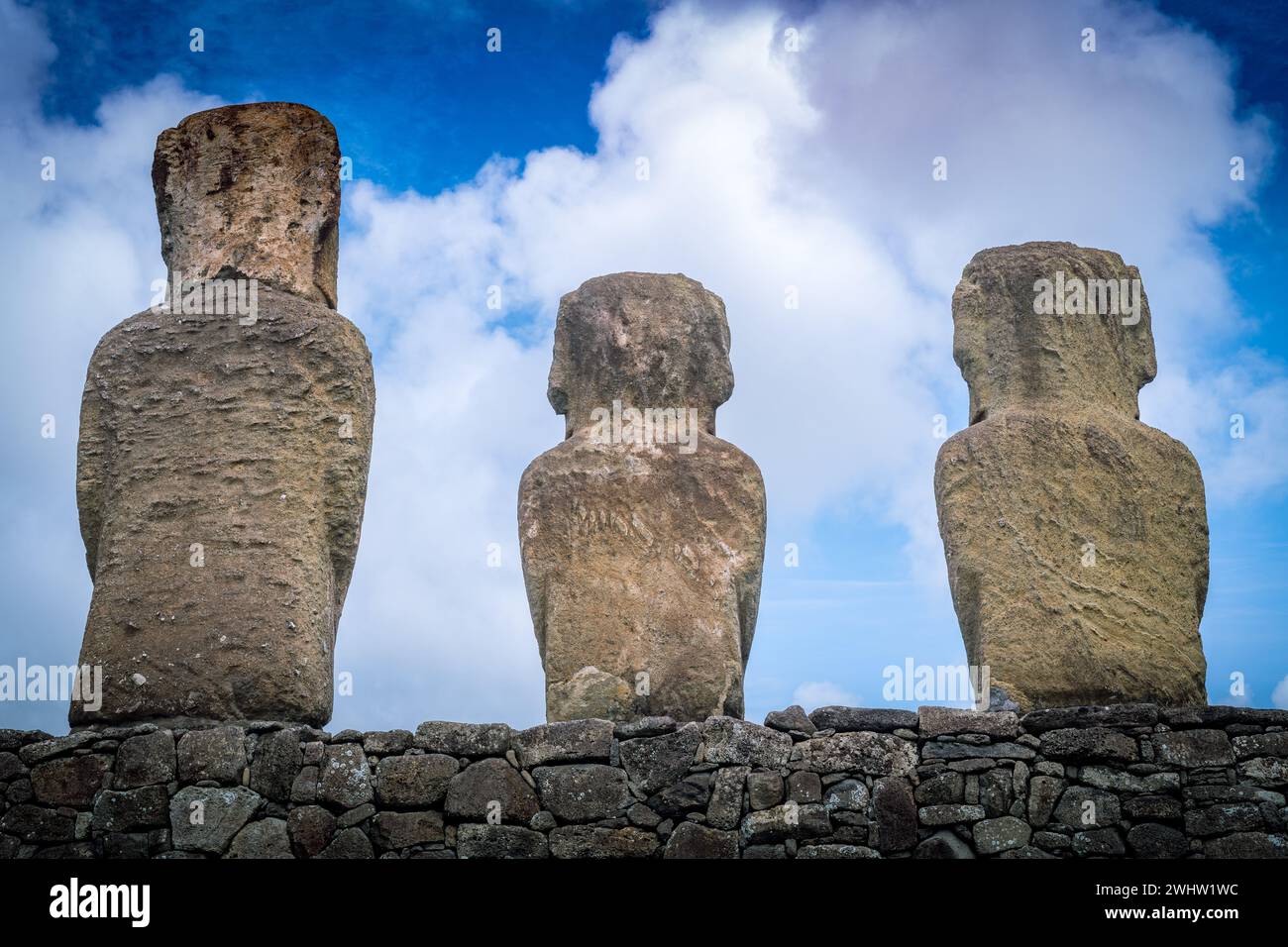 Moais in Tongariki, Rapa Nui, Easter Island Stock Photo - Alamy
