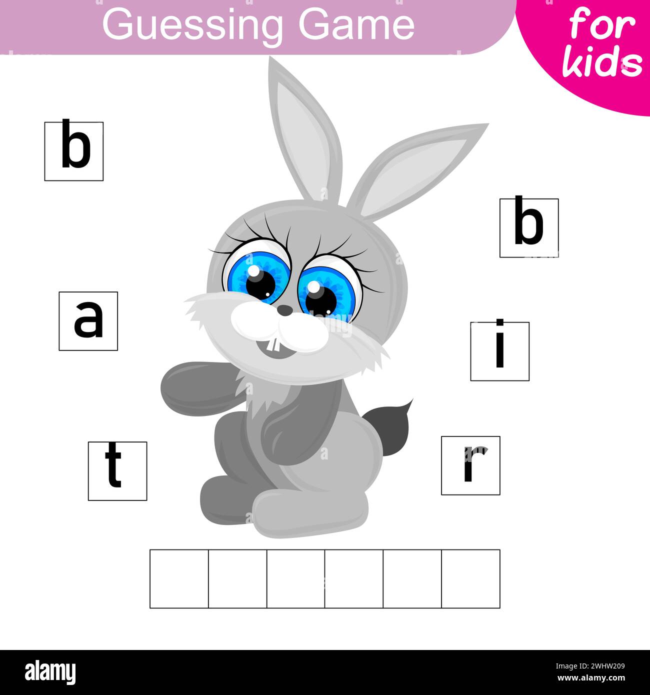 Guess the word. Rabbit. Logic puzzle game for kids to learn English ...