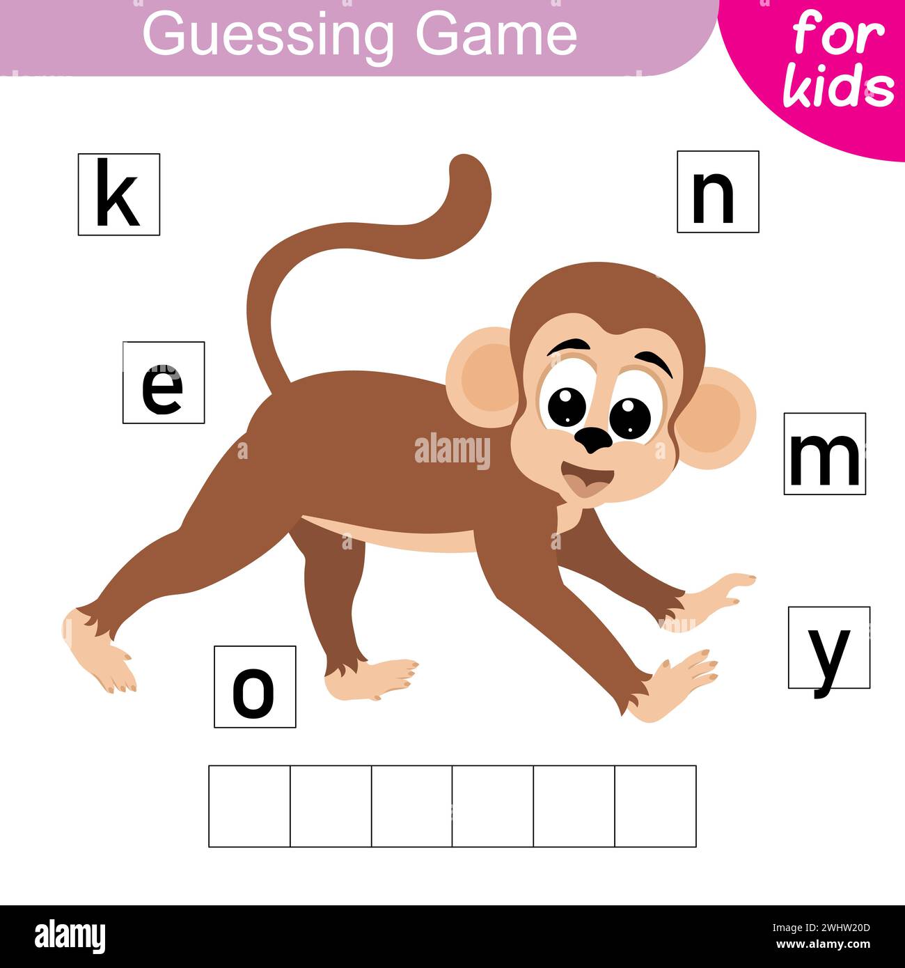 Guess the word. Monkey. Logic puzzle game for kids to learn English ...
