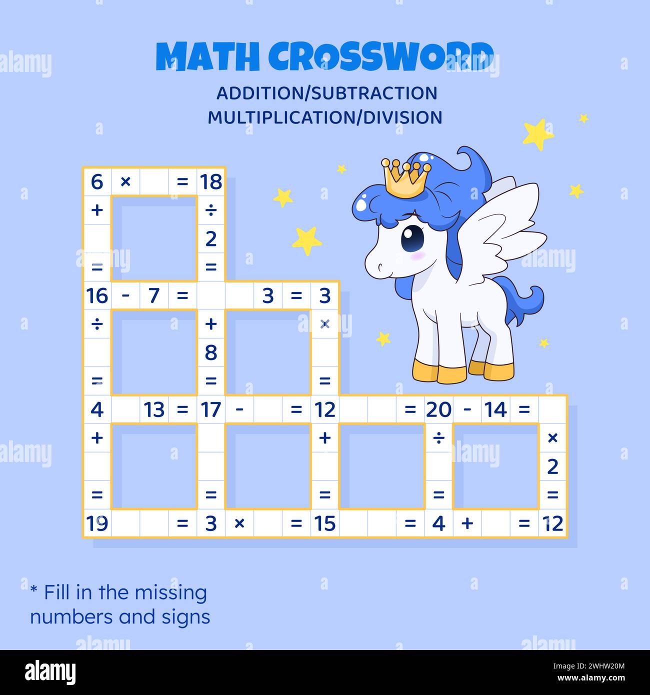 Math Crossword. Addition, subtraction, multiplication and division ...