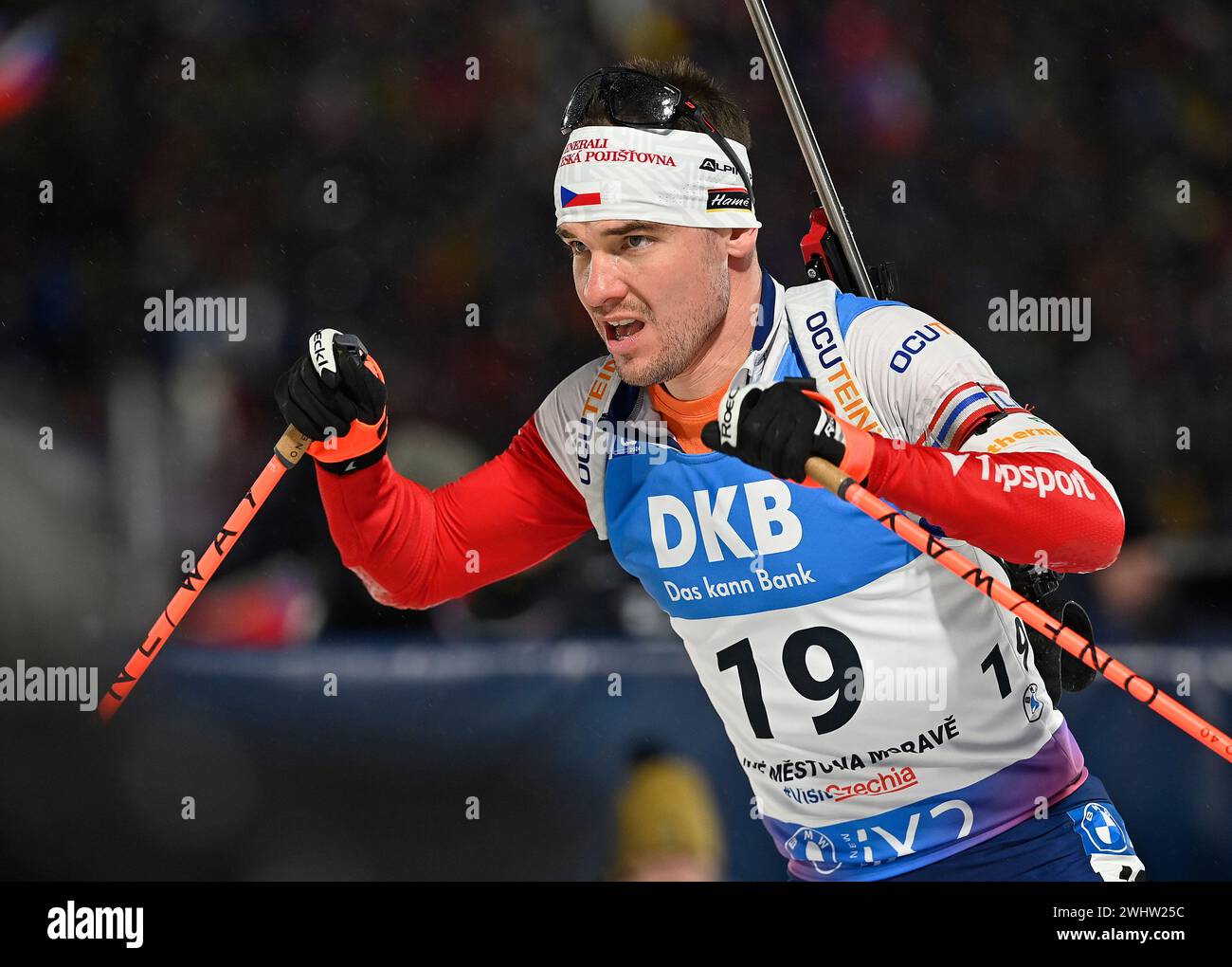 Michal Krcmar of Czech Republic competes in the men's 12, 5 km pursuit ...