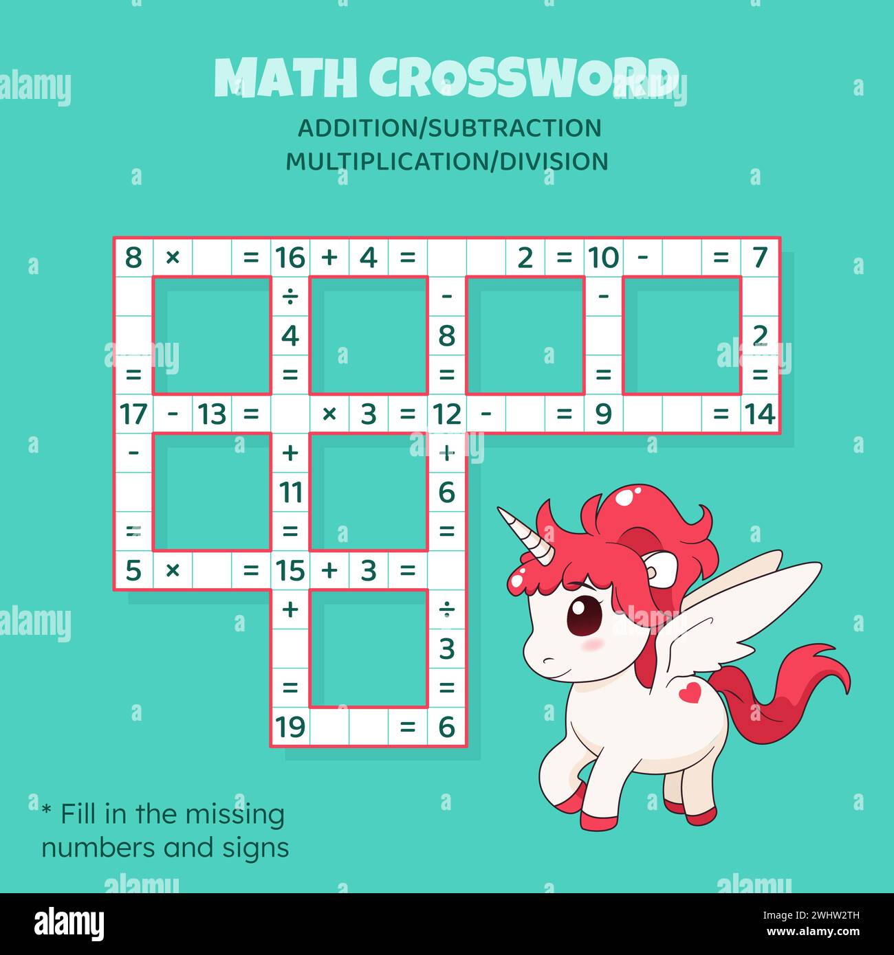 Math Crossword. Addition, subtraction, multiplication and division ...