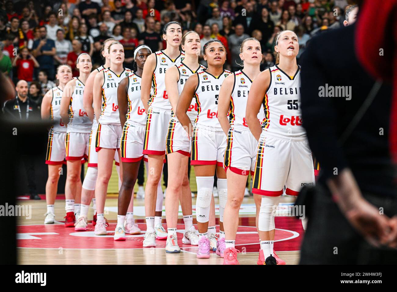 Antwerp, Belgium. 11th Feb, 2024. Team Belgium before a basketball game ...
