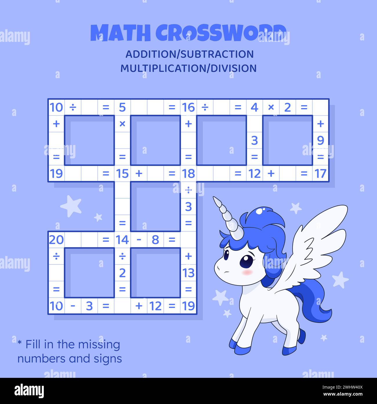 Math Crossword. Addition, subtraction, multiplication and division ...