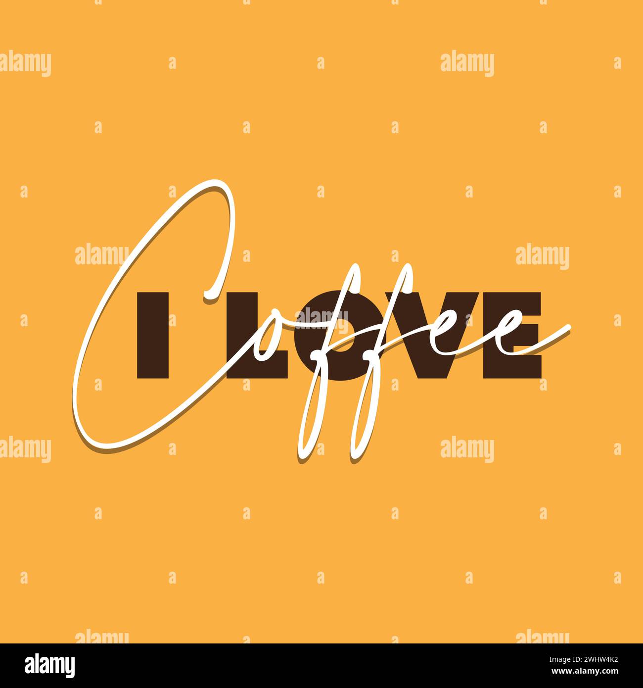 I love coffee script lettering on yellow background. Trendy typography ...
