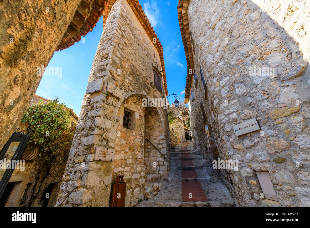 The narrow hillside alleys and streets of shops and cafes inside the ...