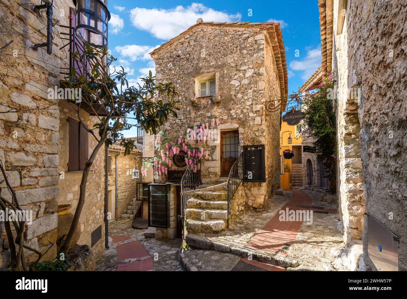 The narrow hillside alleys and streets of shops and cafes inside the ...