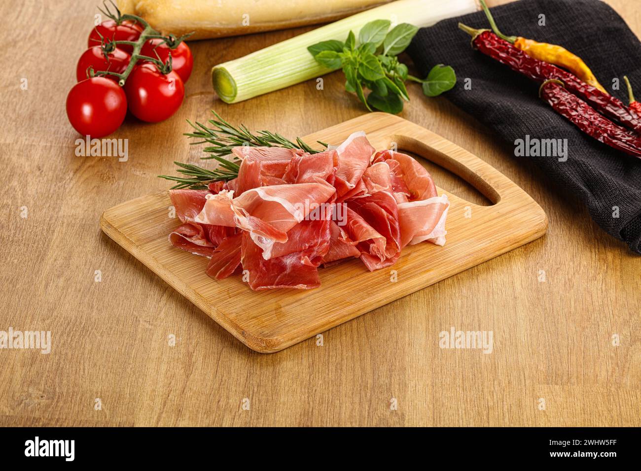 Spanish cuisine pork meat Jamon crudo Stock Photo - Alamy