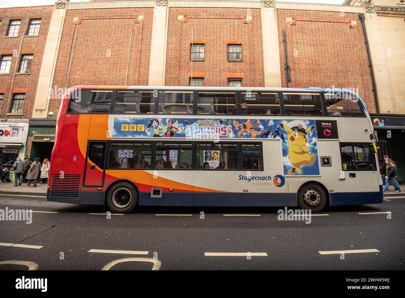 Pokemon Horizons advert on the side of a stagecoach bus, Oxford Stock ...