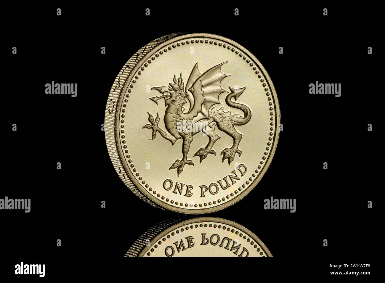 1995 Proof £1 coin featuring a Passant Dragon to represent Wales in the ...