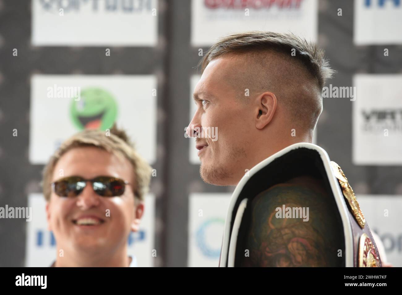 Olympic champion Aleksandr Usyk from Ukraine at the official weigh-in ...
